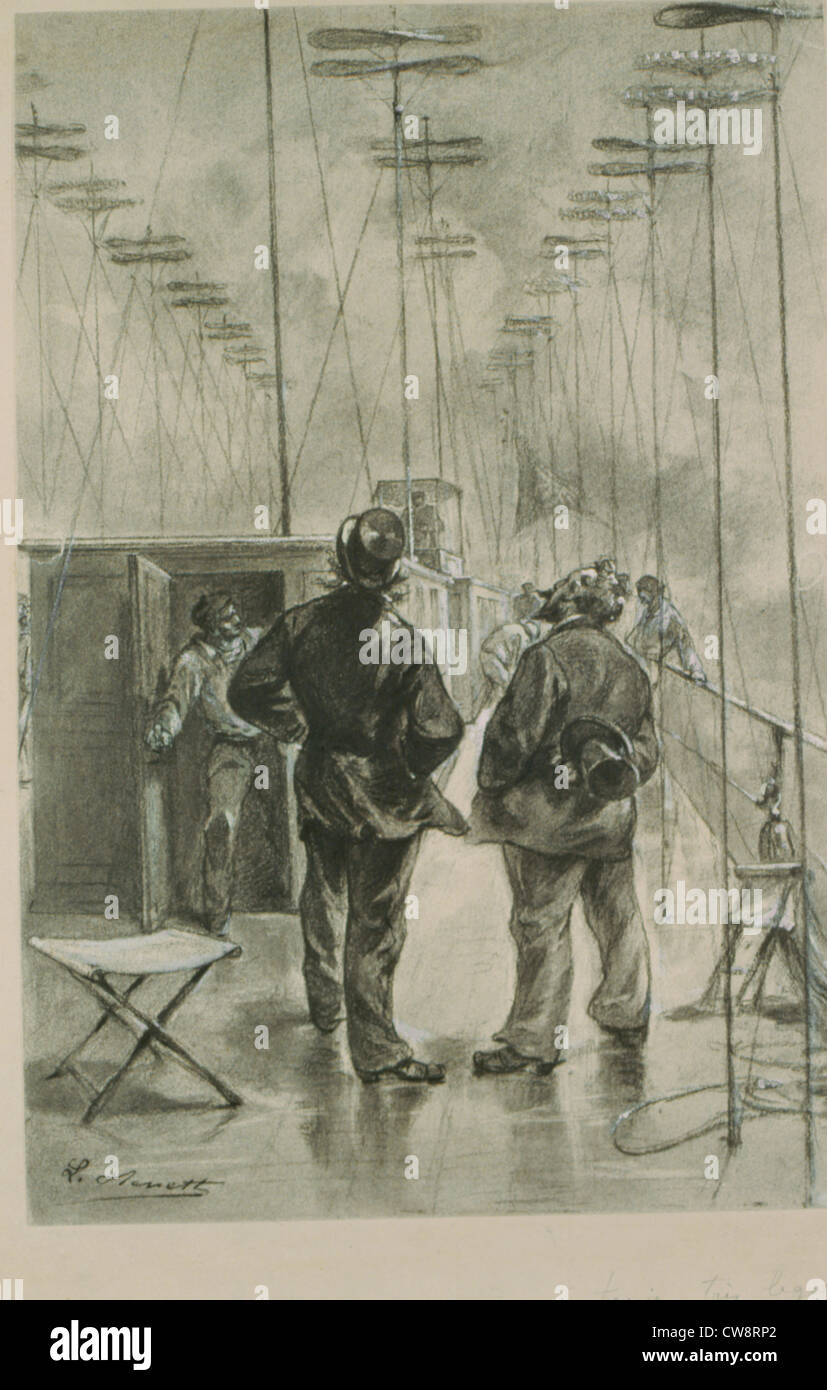 Robur Conqueror Jules Verne original drawing Benett Stock Photo - Alamy