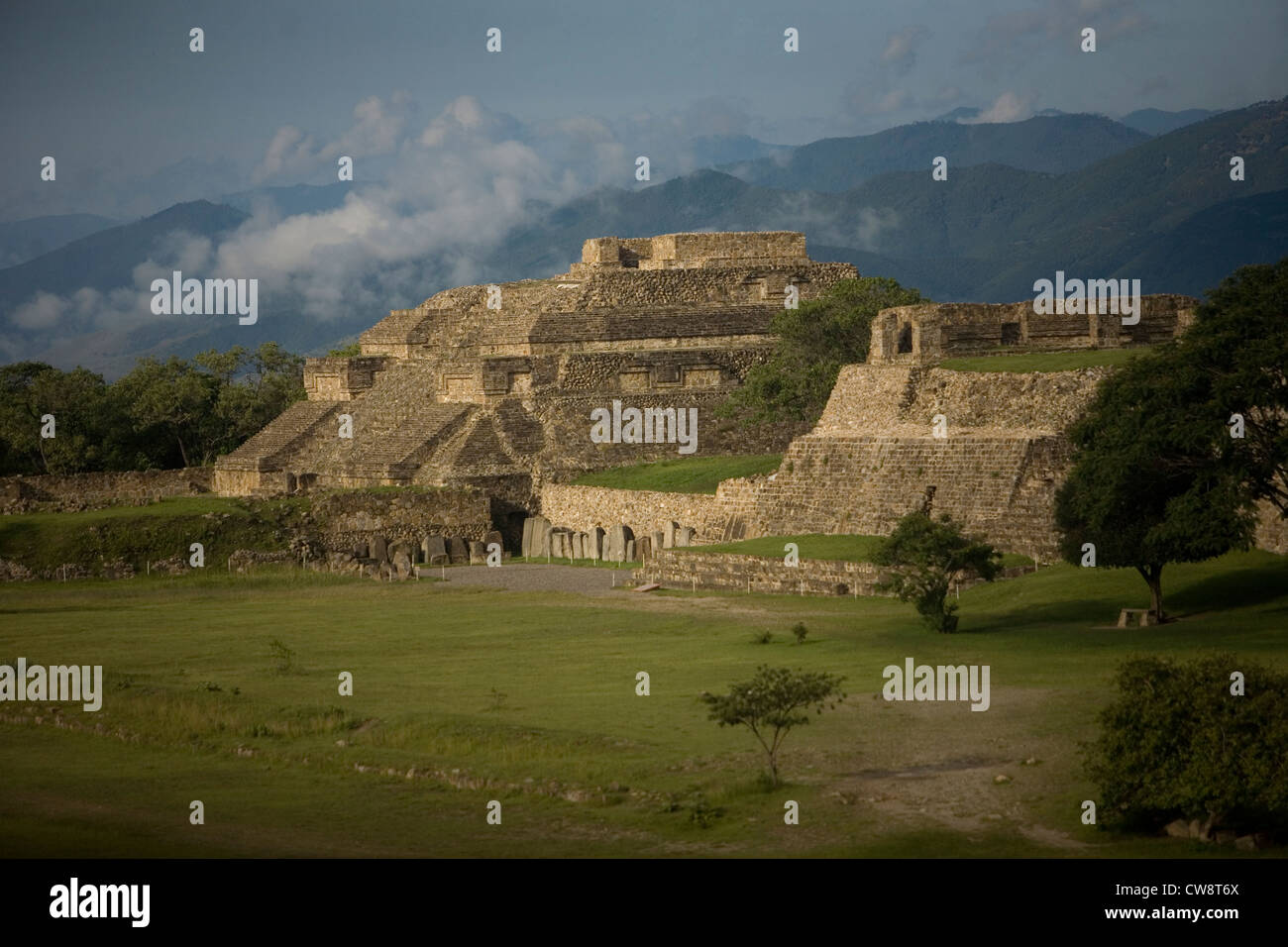 Overview of the Zapotec city of Monte Alban, Oaxaca, Mexico, July 13 ...