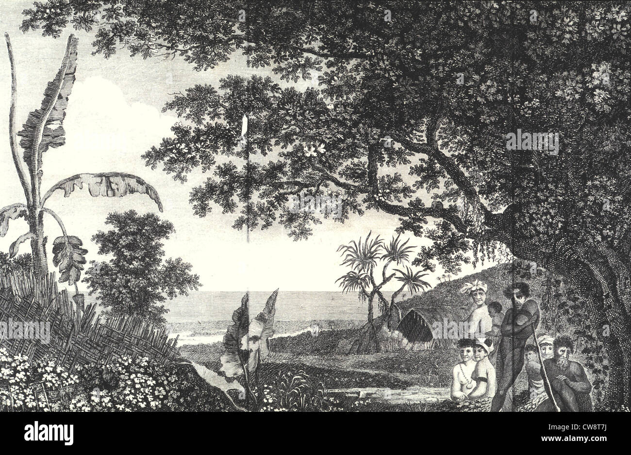 Travels James COOK funeral ceremony engraving William Hodges Stock ...