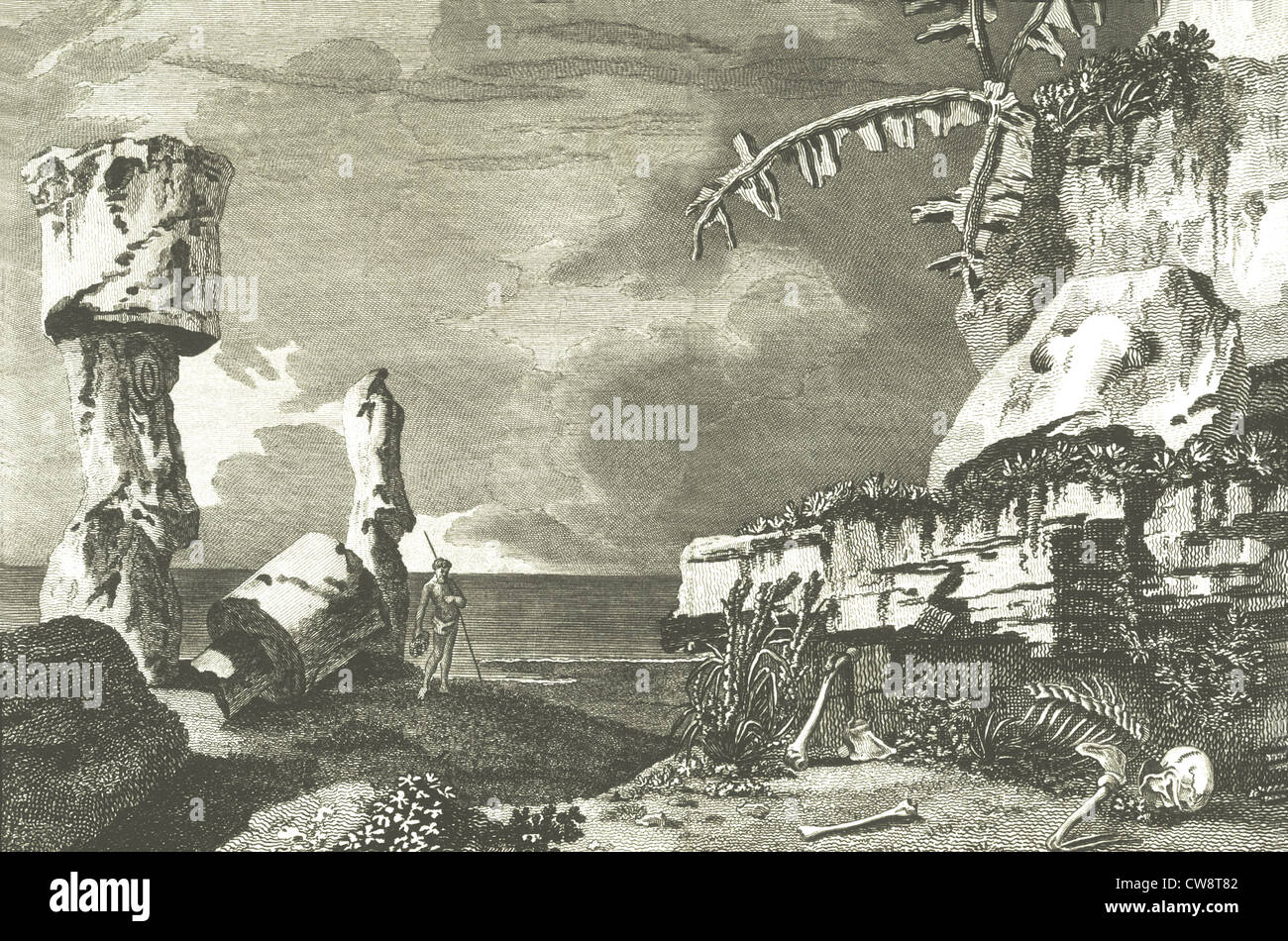 Journey James COOK easter Island engraving William Hodges Stock Photo ...