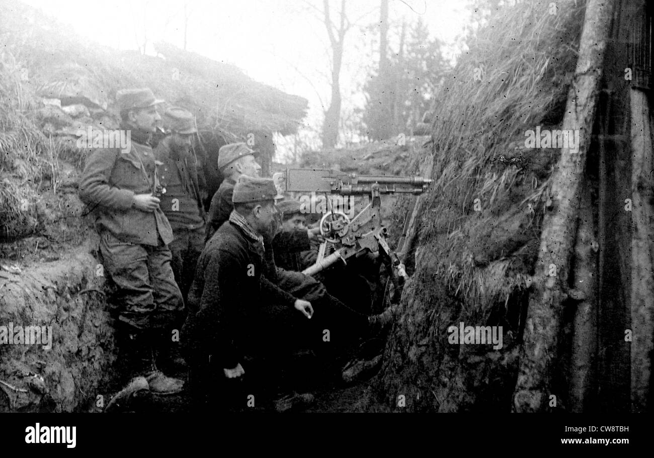 A trench on front line in Aisne machine gun in position Stock Photo - Alamy