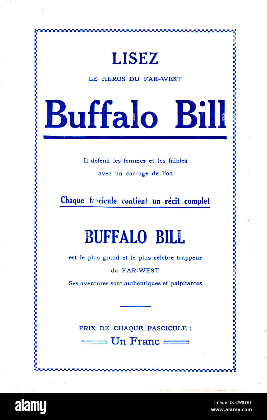 Ad for leaflets telling the life of Buffalo Bill Stock Photo - Alamy