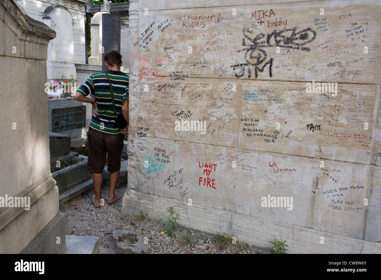 Graffiti covering nearby tombstones where the grave of the American ...