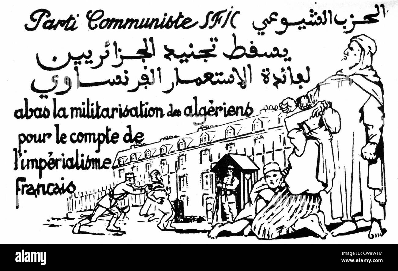 French Communist Party flyer against militarizing Algerians - reverse ...