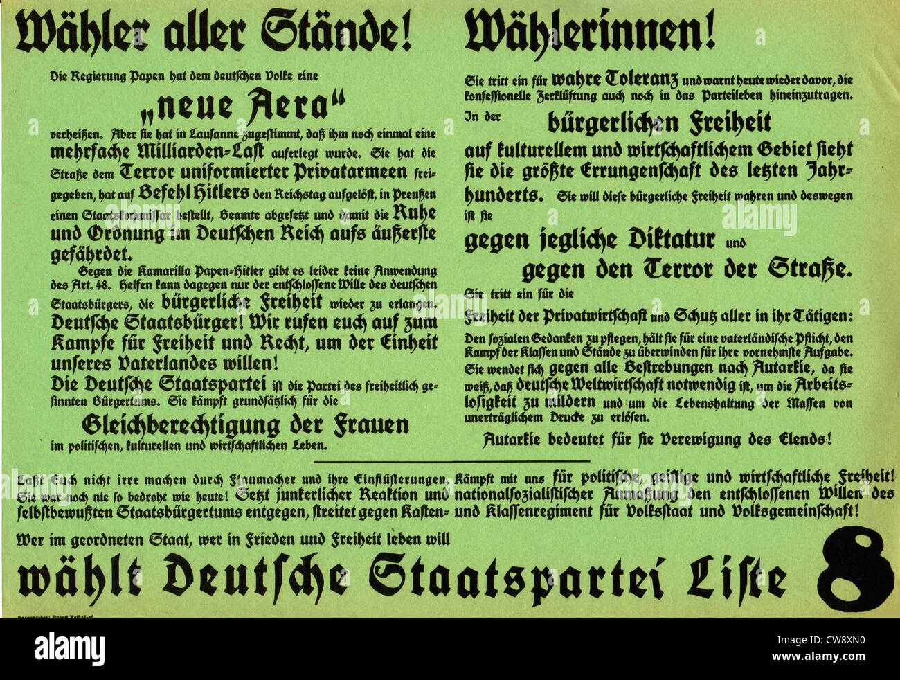 Propaganda poster liberals at election time Stock Photo - Alamy