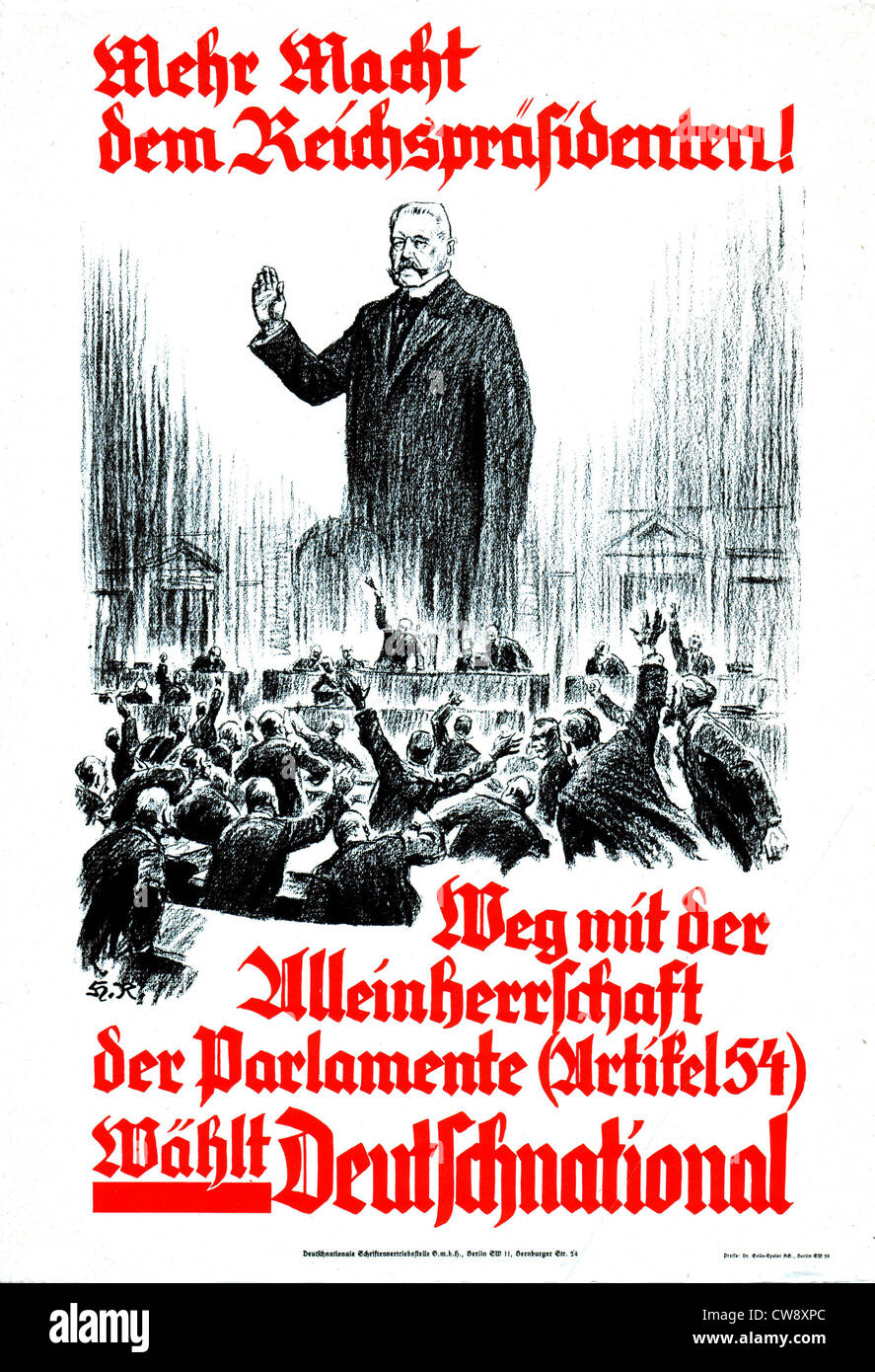 Electoral propaganda poster in favor German national right wing ...