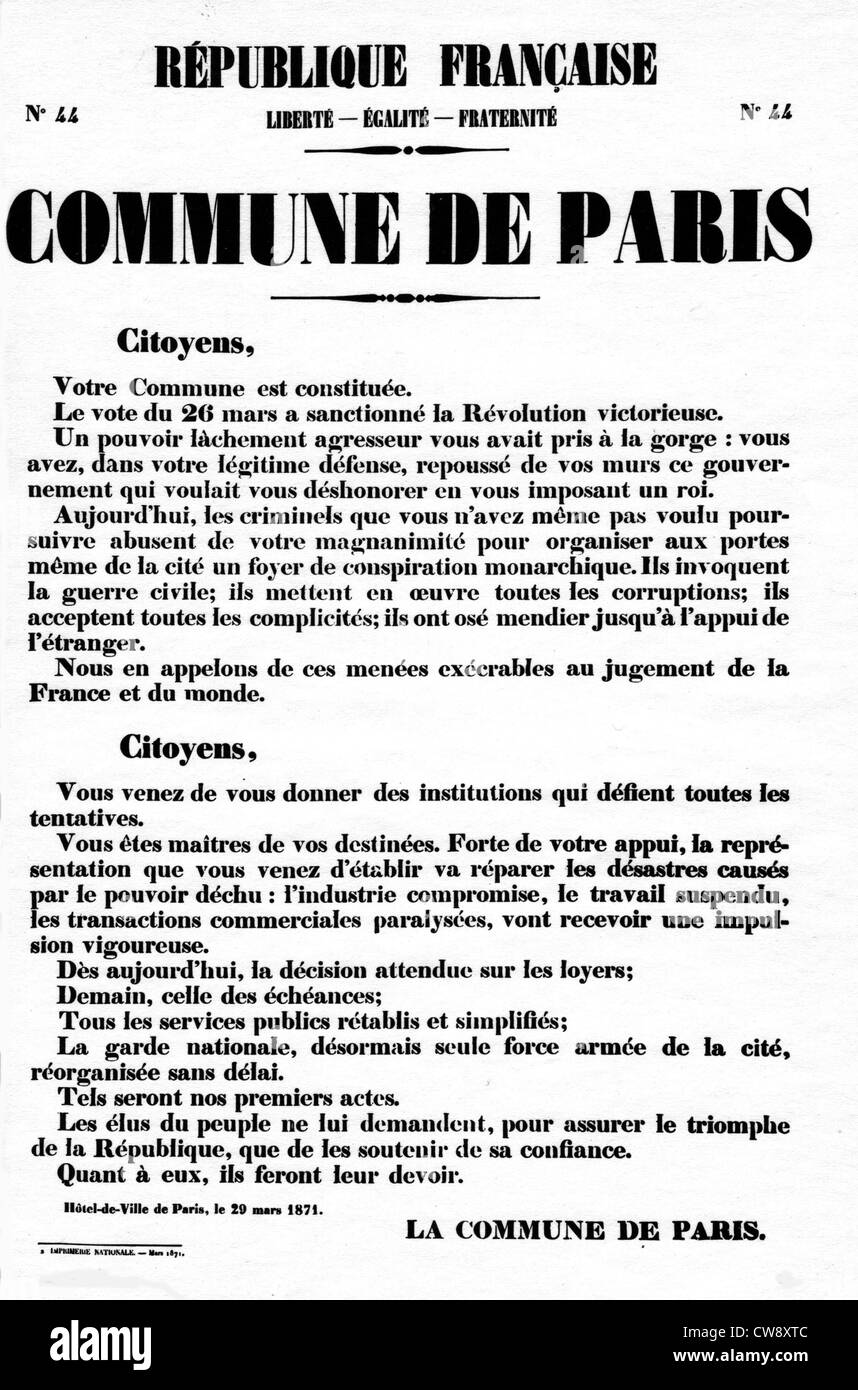 Official decree of the Commune Stock Photo - Alamy