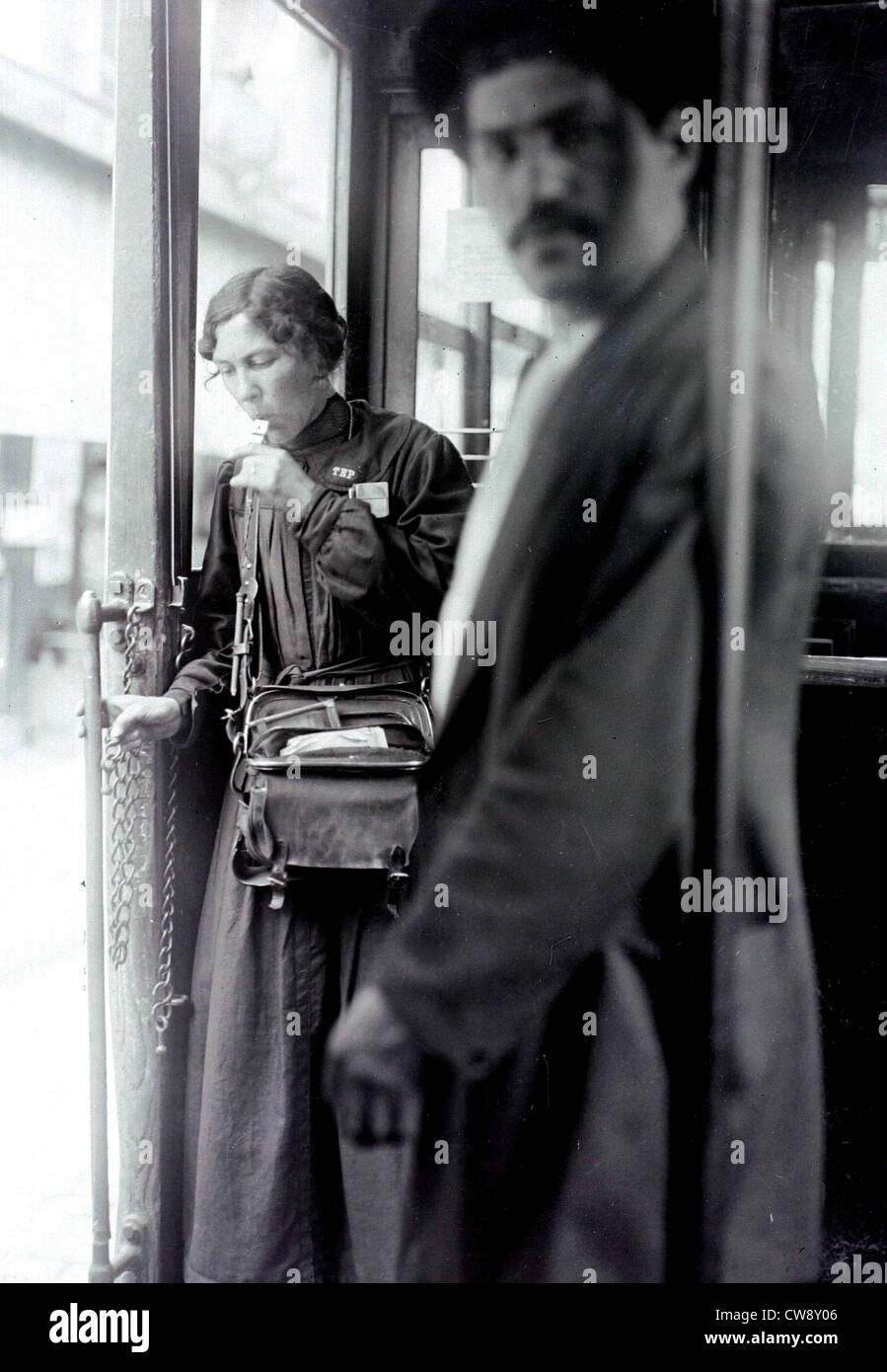 Paris. Woman tramway ticket inspector Stock Photo - Alamy