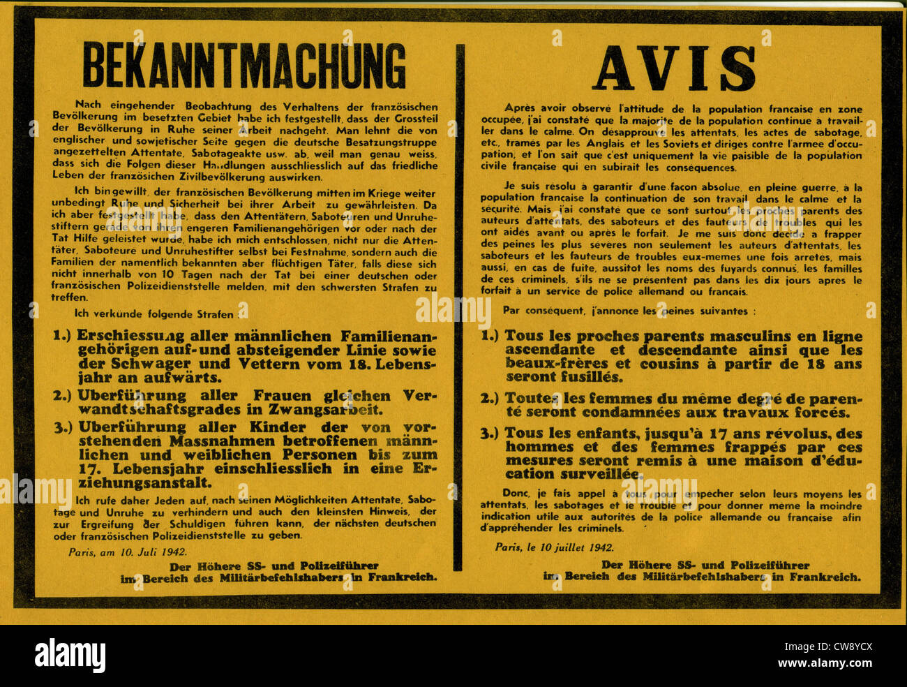 Poster encouraging denouncement announcing reprisals Stock Photo - Alamy