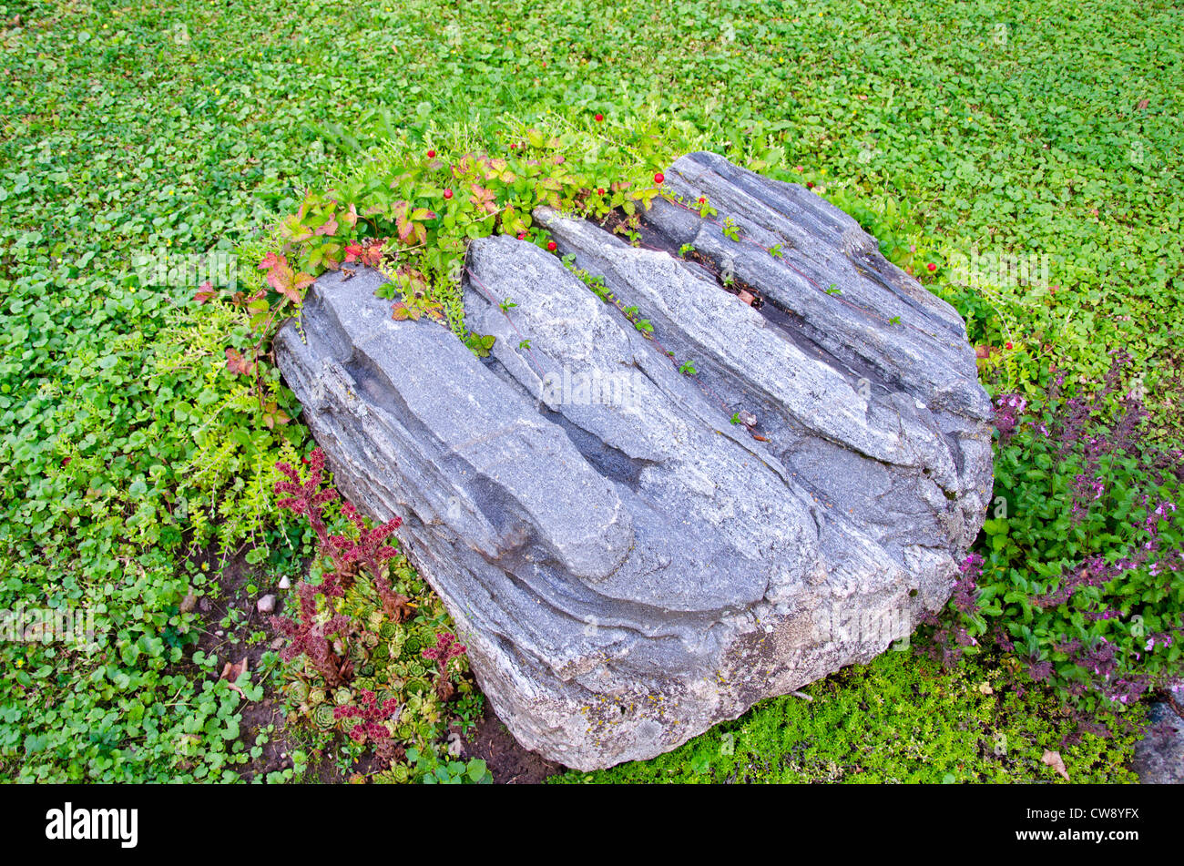 original stone in Oriental garden Stock Photo - Alamy
