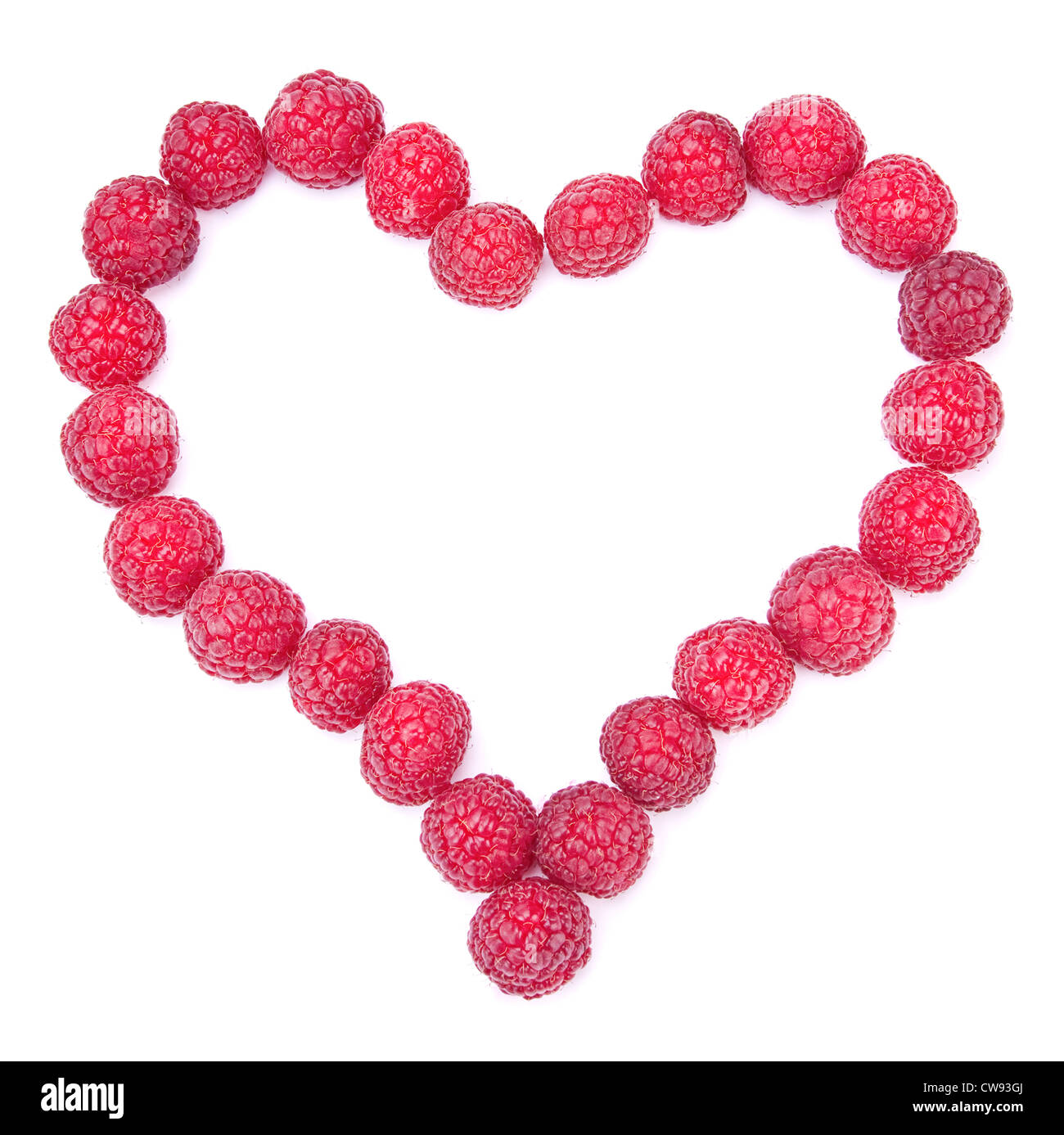 Raspberry shape as heart on white Stock Photo - Alamy