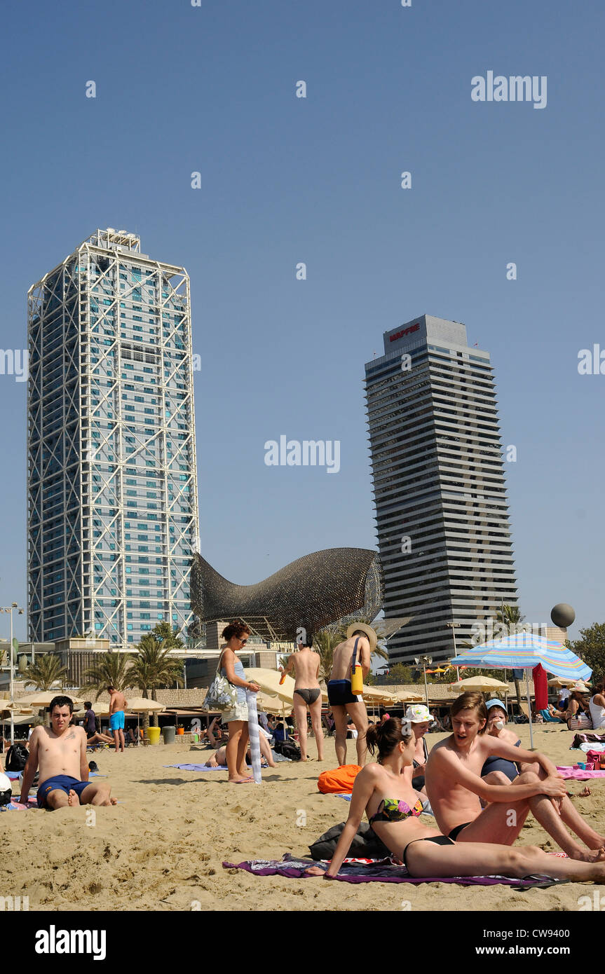 people on the beac, the building of hotel arts designed by celebrated ...
