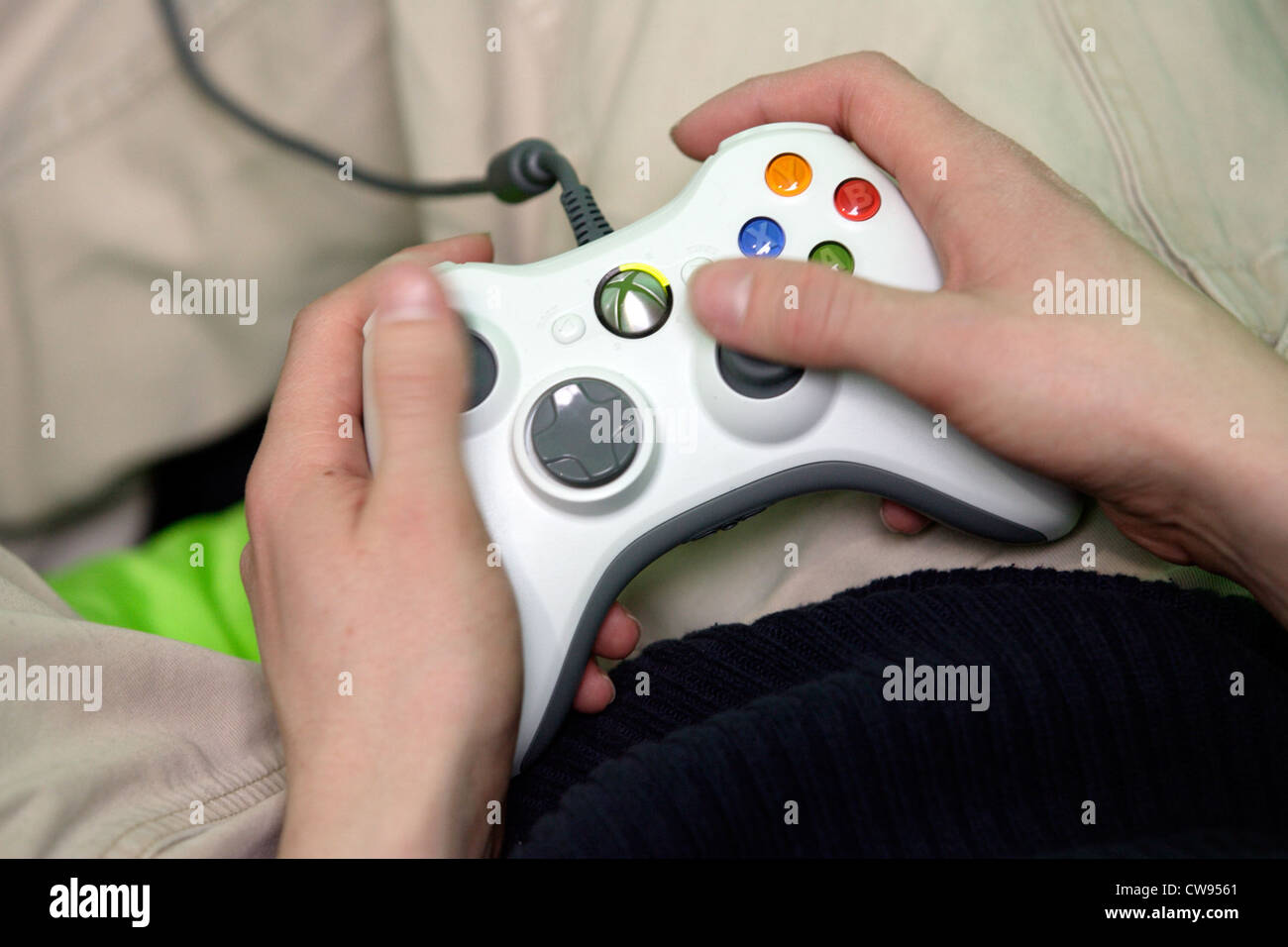 Boy in computer game Stock Photo - Alamy