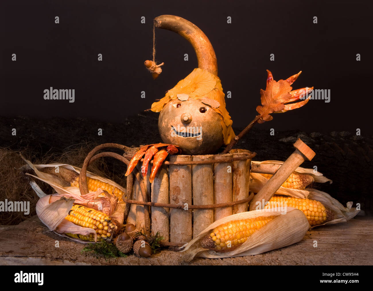 Autumn figurine with gourd head and pepper fingers Stock Photo - Alamy