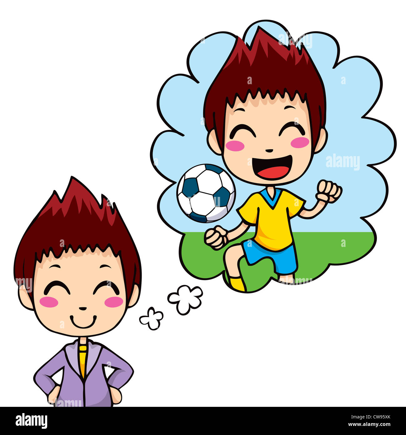 Cute little boy dreaming being a professional soccer team player Stock ...