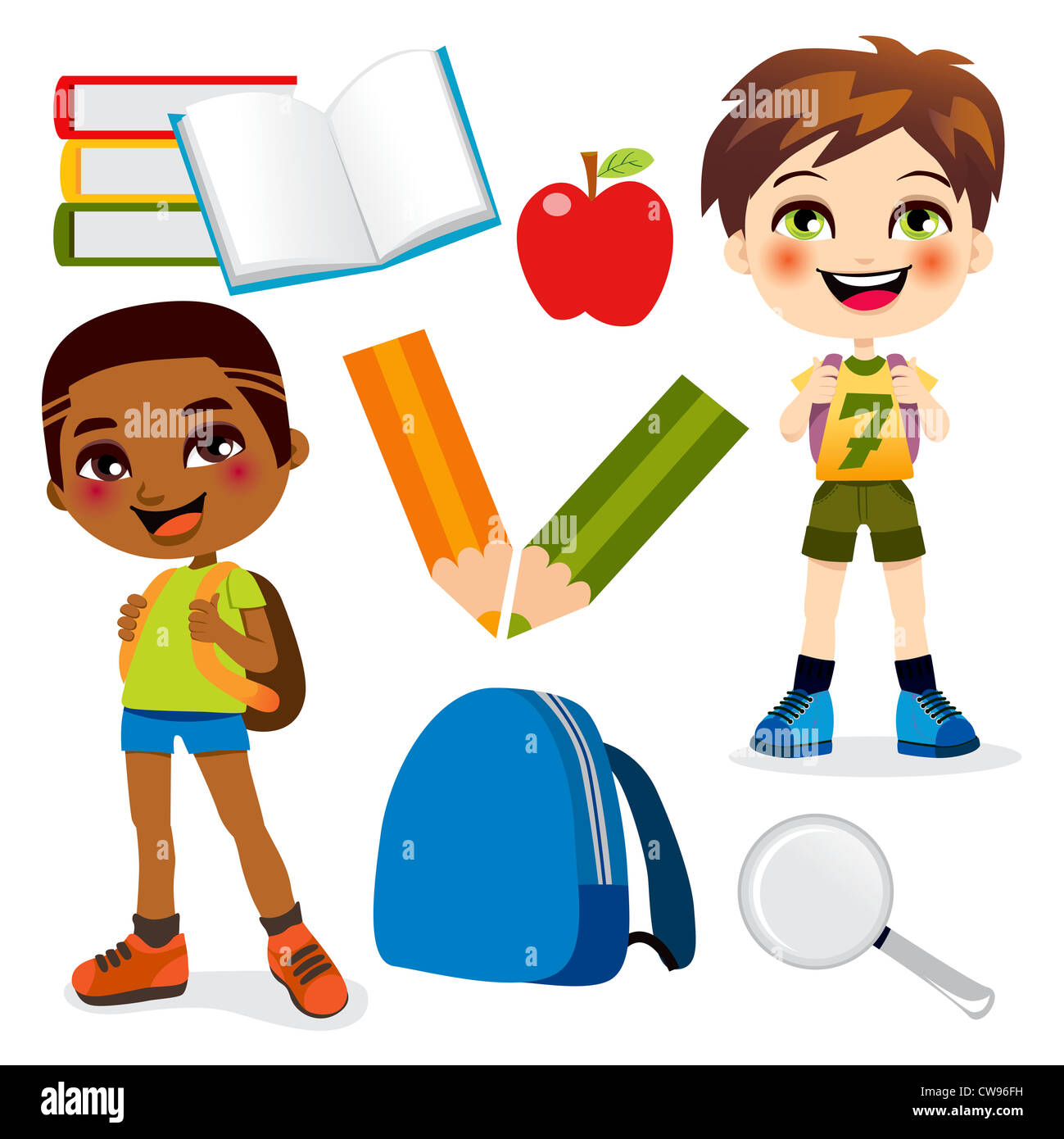 Multicultural school kids illustration Cut Out Stock Images & Pictures ...