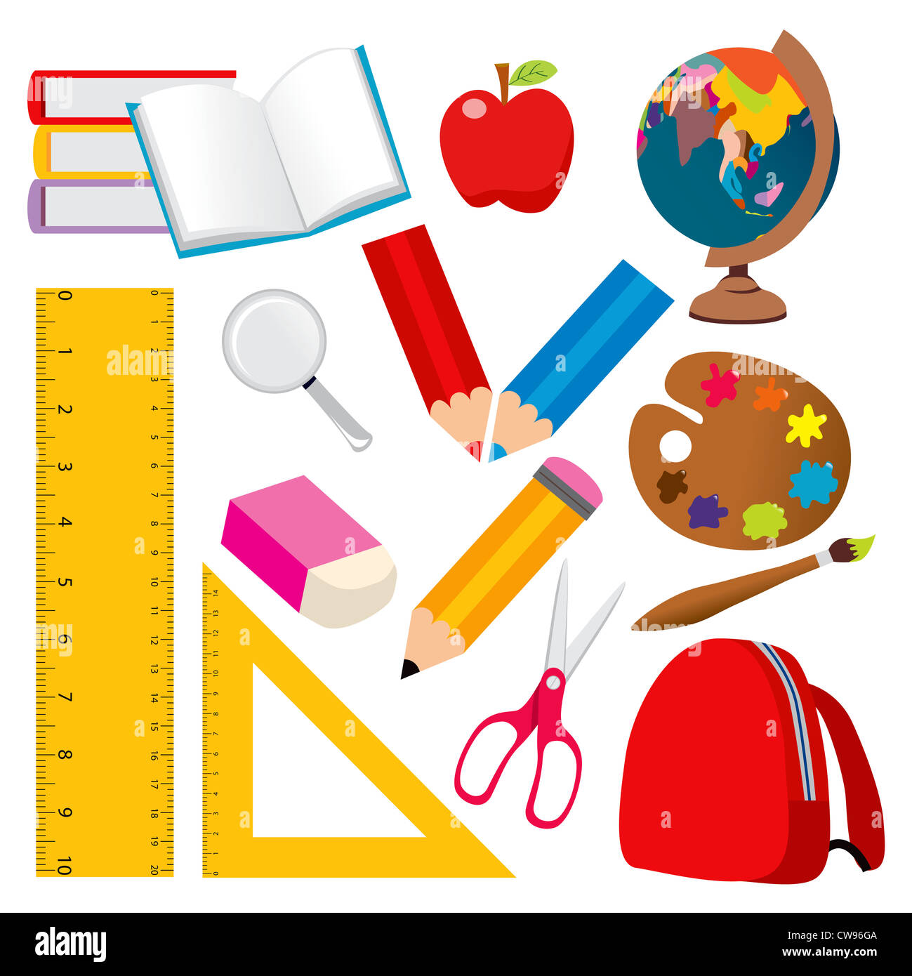Collection of various back to school and student objects Stock Photo ...
