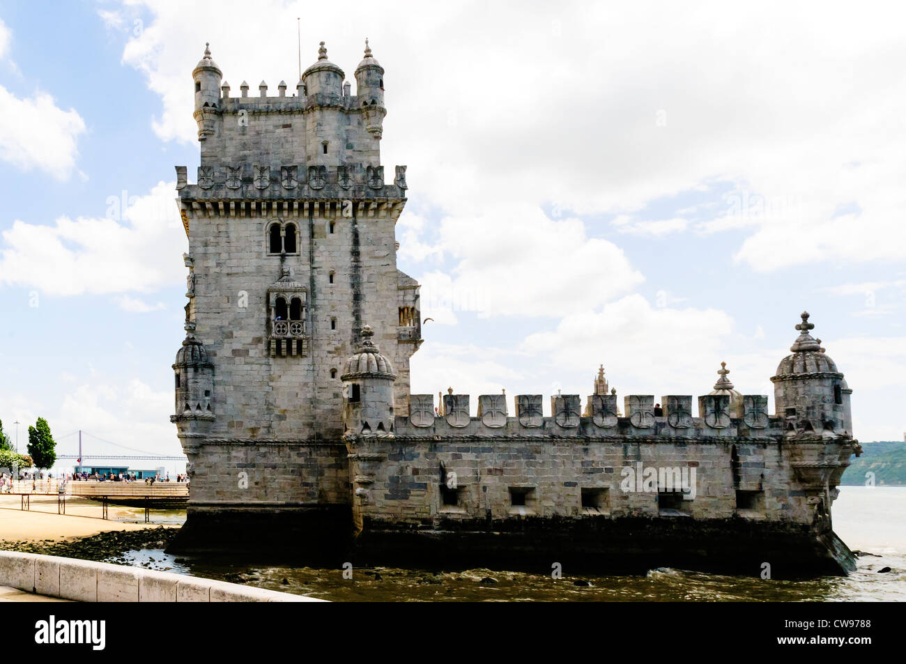 The iconic limestone facade of the 16th century four storey tower and ...