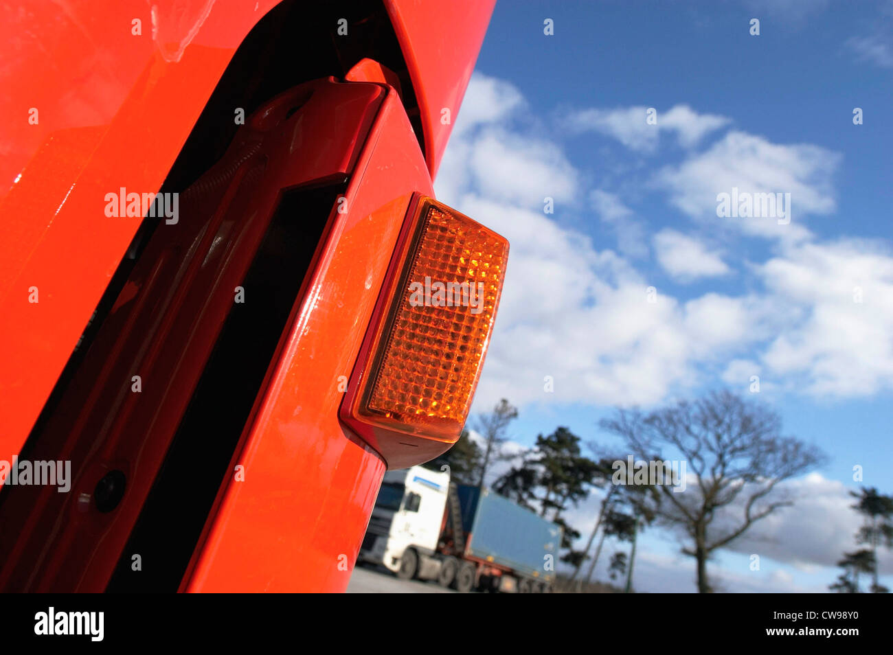 Detail of indicator's light on lorry Stock Photo - Alamy