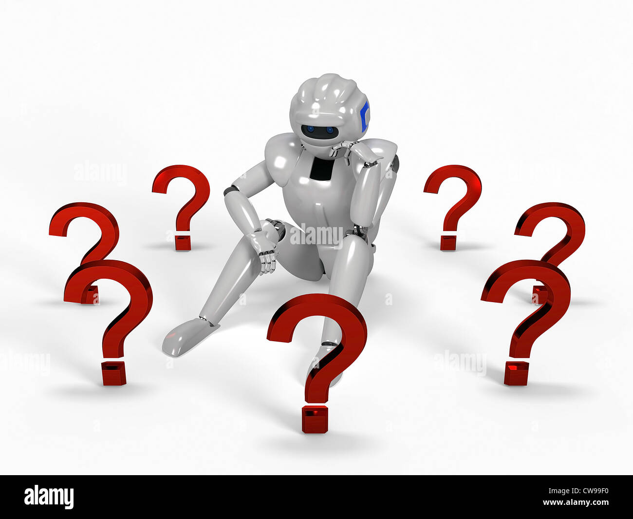 3D render of thinking android - isolated on white background Stock ...