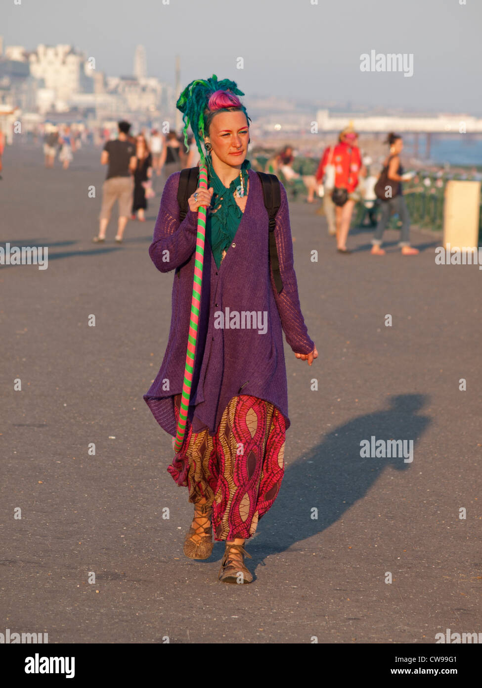 A new-age woman walks along Hove Promenade,Brighton Stock Photo - Alamy