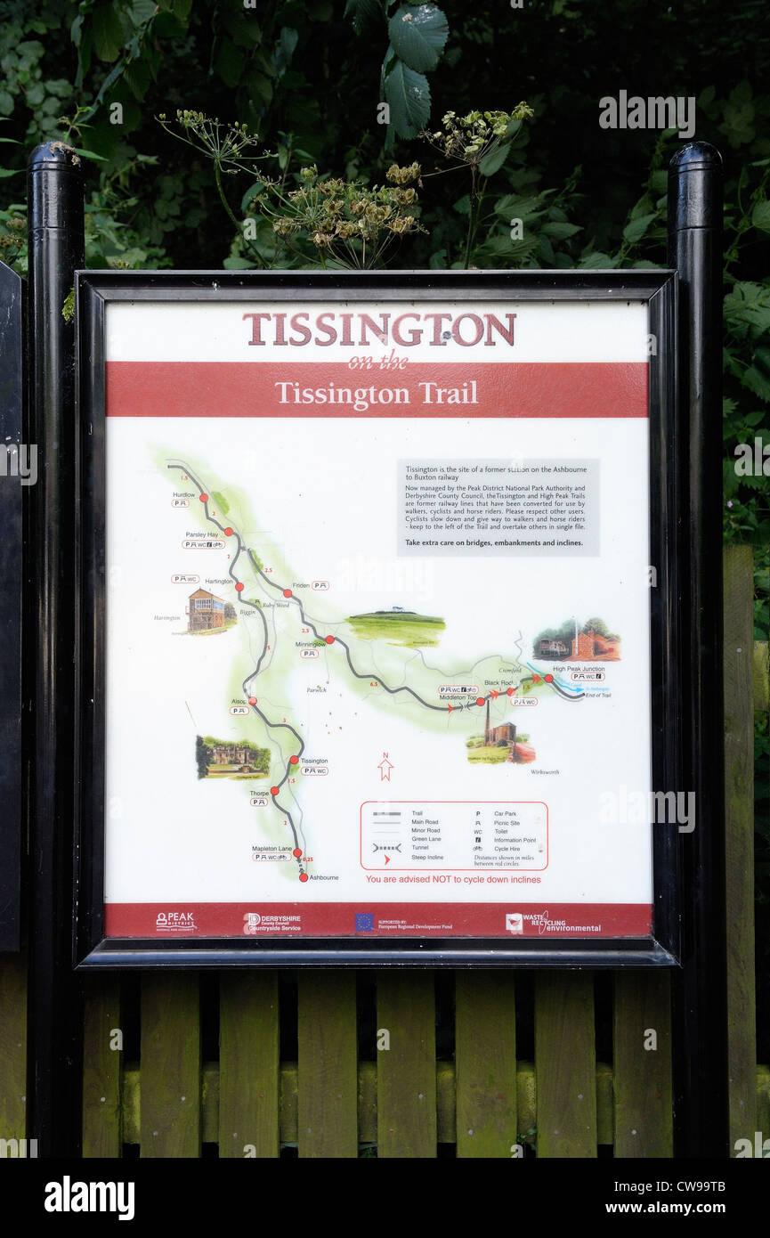tissington trail map derbyshire england uk Stock Photo - Alamy