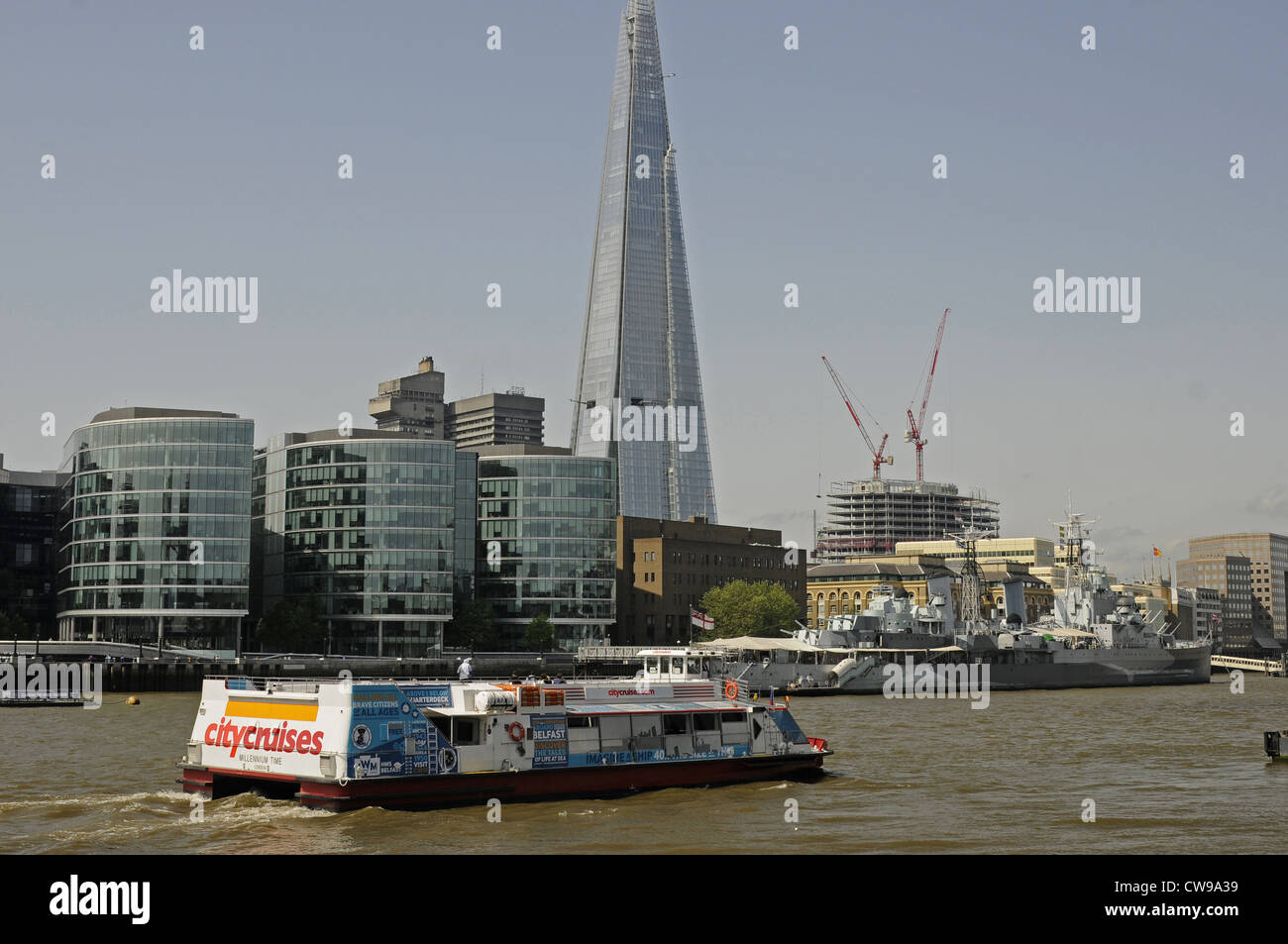 Riverboat and The Shard and River Thames London England Stock Photo - Alamy