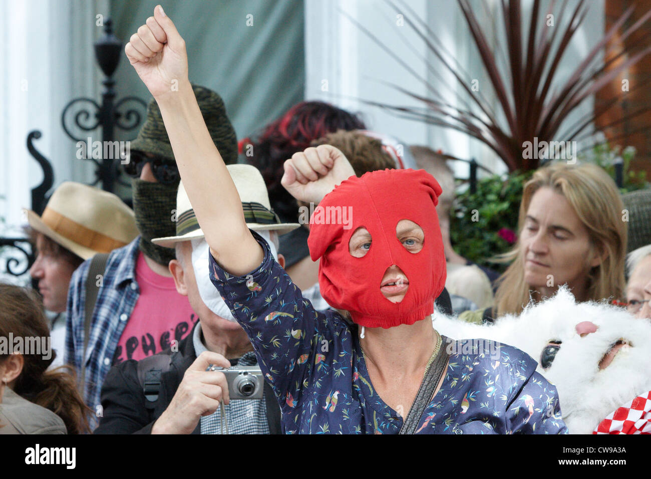 Supporters of Pussy Riot, the Russian female punk band, protest outside ...