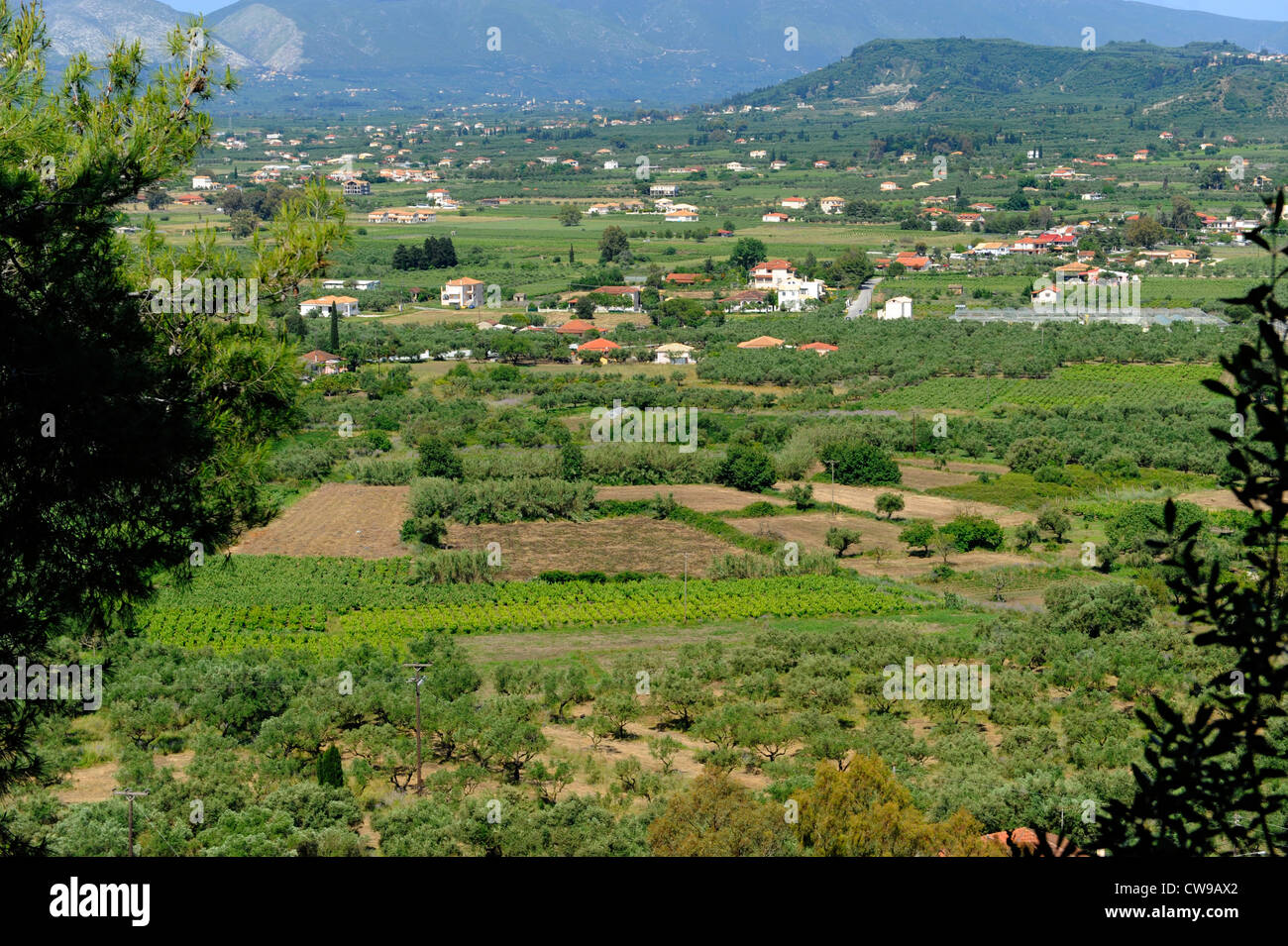 View of Zakynthos Greece Countryside from Strani Hill Ionian Sea ...