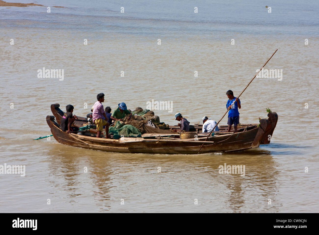 Myanmar, Burma. Bagan. Ayeyarwady (Irrawaddy) River Scene Stock Photo ...