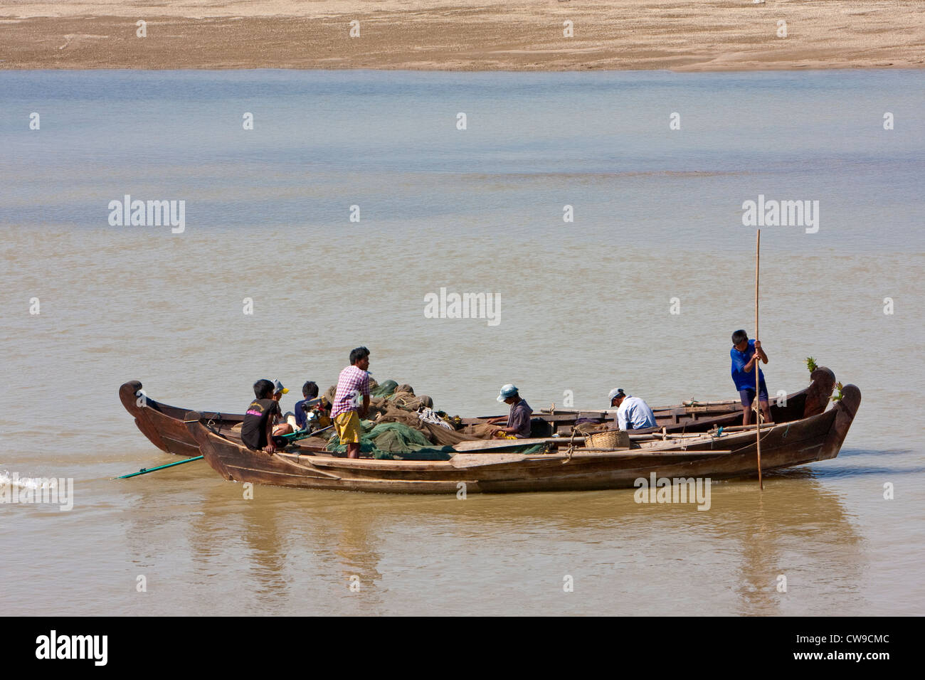 Myanmar, Burma. Bagan. Ayeyarwady (Irrawaddy) River Scene Stock Photo ...