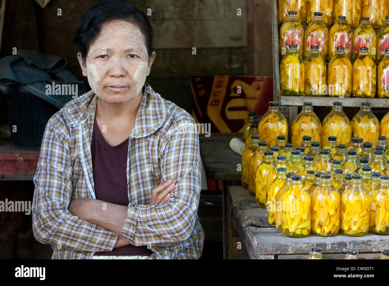 Myanmar, Burma, near Bagan. Burmese Woman Selling Magnolia Petals ...