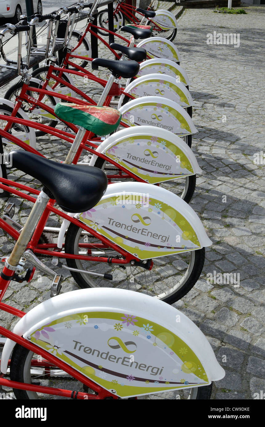 BICYCLE PARK FOR HIRE BIKES IN TRONDHEIM. NORWAY. SCANDINAVIA Stock ...
