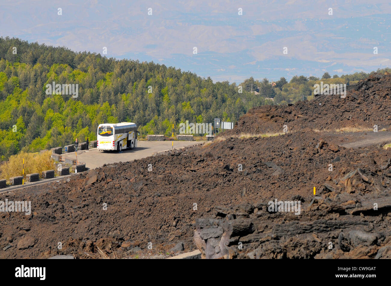 Tour Bus Mt. Etna Lava Rock Volcano Taormina Sicily Mediterranean Sea ...