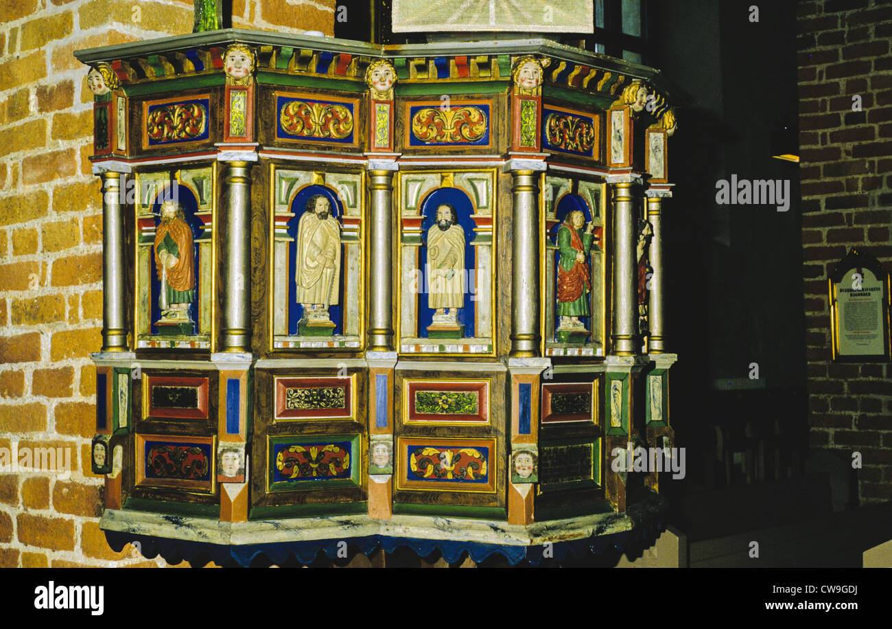 The 1703 pulpit inside the 15th century medieval Church of St ...