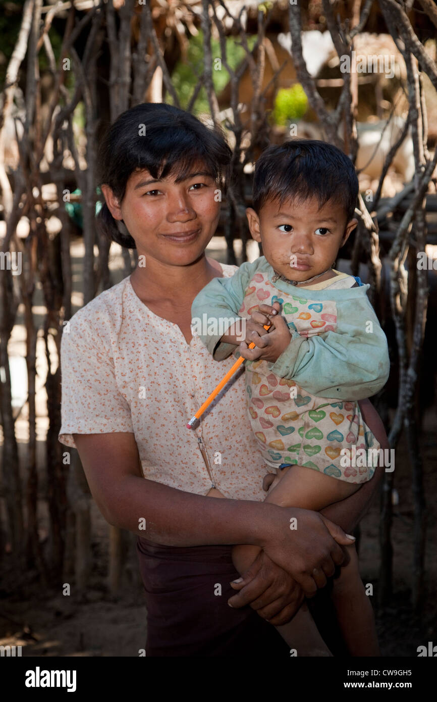 Myanmar, Burma. Mother and Child, Village near Bagan Stock Photo - Alamy