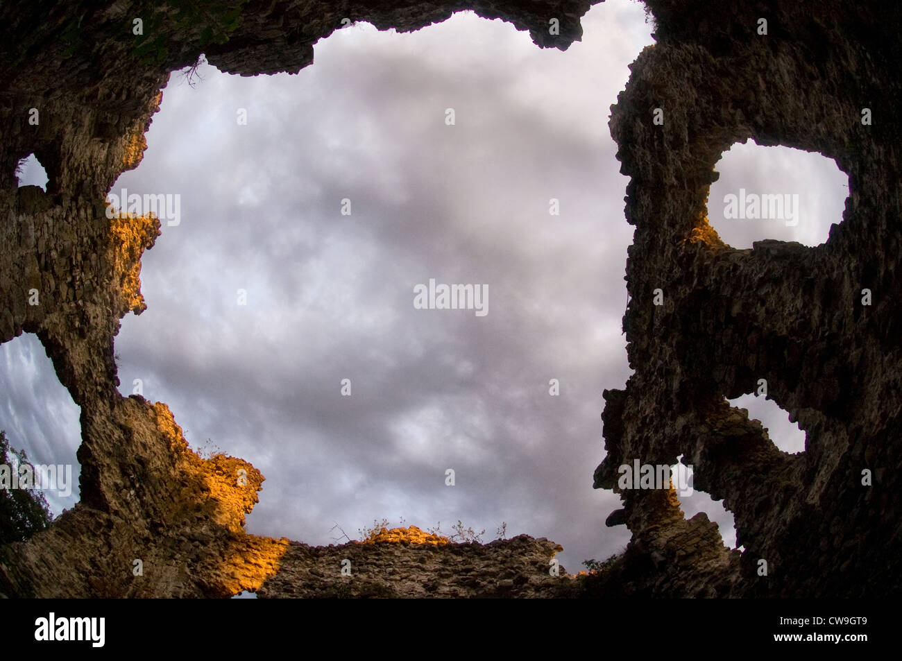 the ruins of an ancient castle and beautiful sky with clouds Stock ...