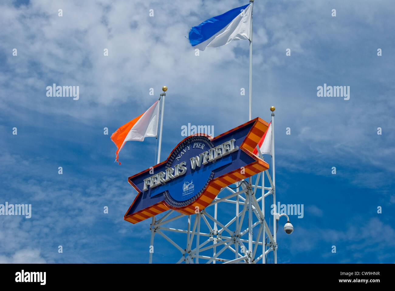 The ferris wheel sign at Navy Pier, Chicago, Illinois Stock Photo - Alamy