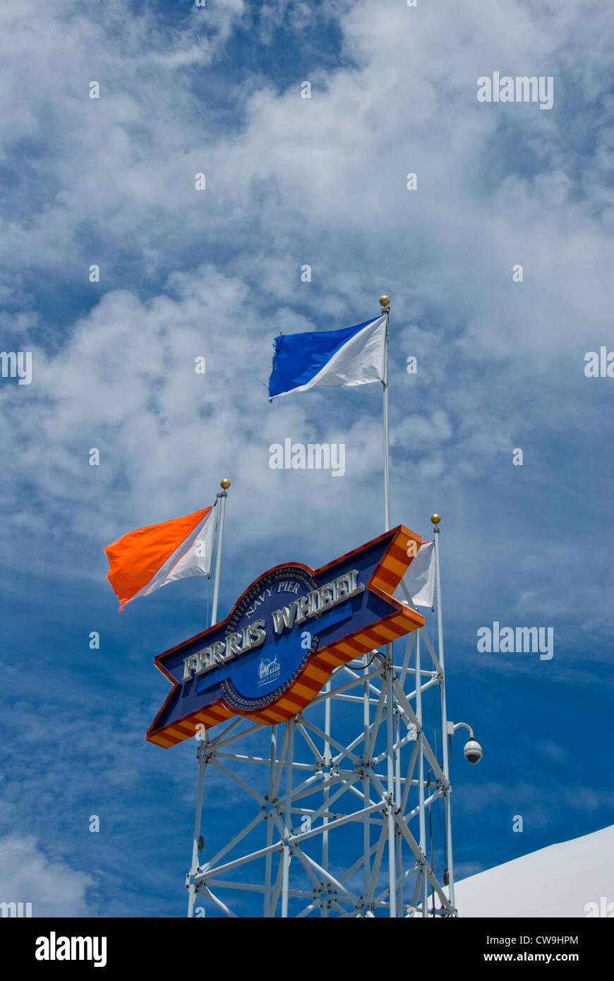 The ferris wheel sign at Navy Pier, Chicago, Illinois Stock Photo - Alamy