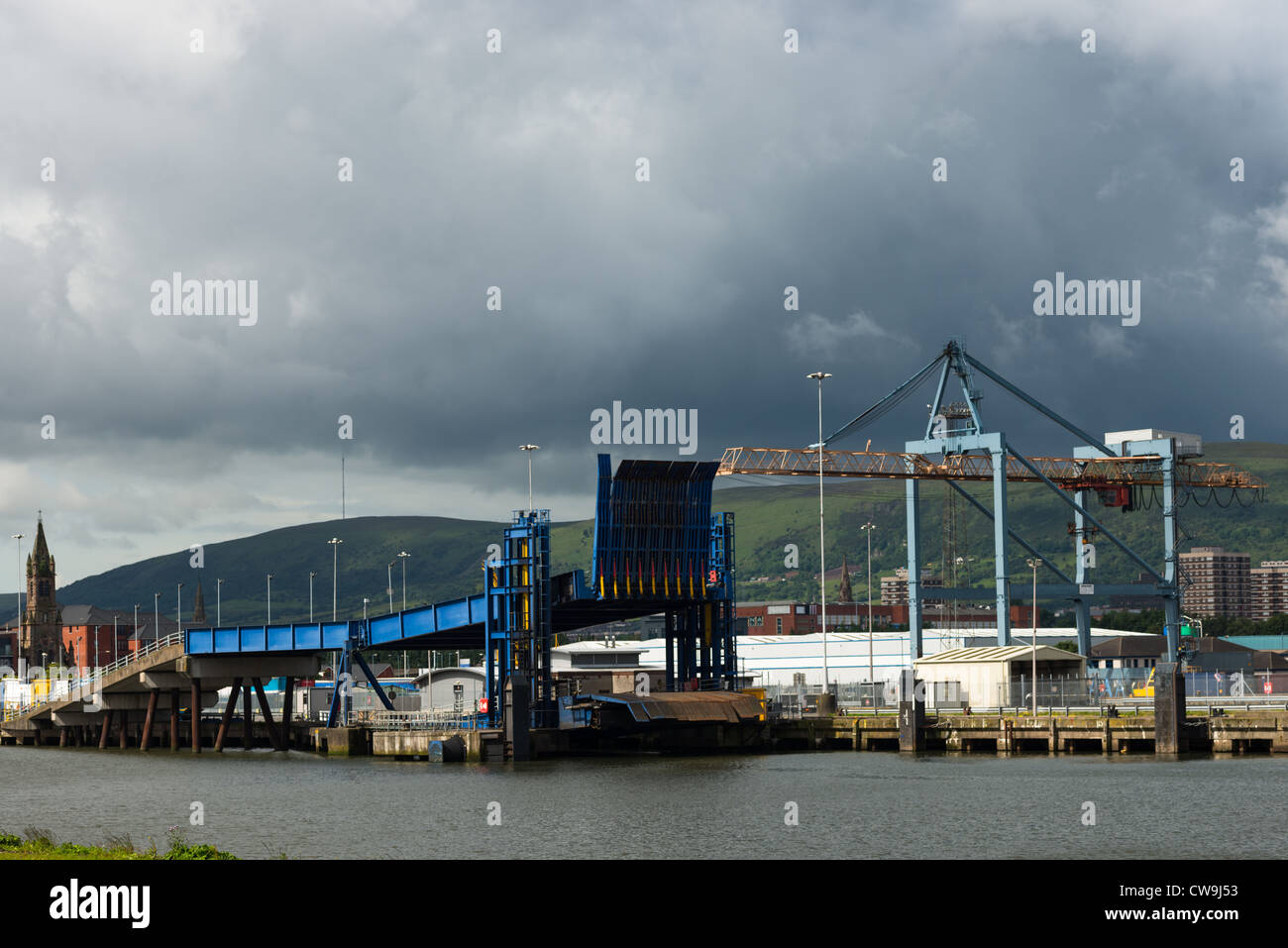Vehicle ramp at Belfast's port in Titanic quarter, Republic of Ireland ...