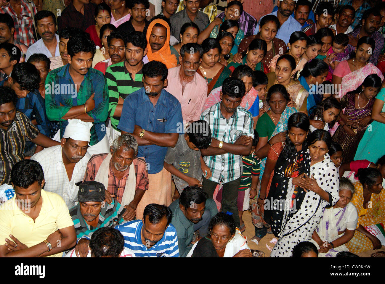 Top Angle View of Crowds gathered in Temple festival watching Fire ...
