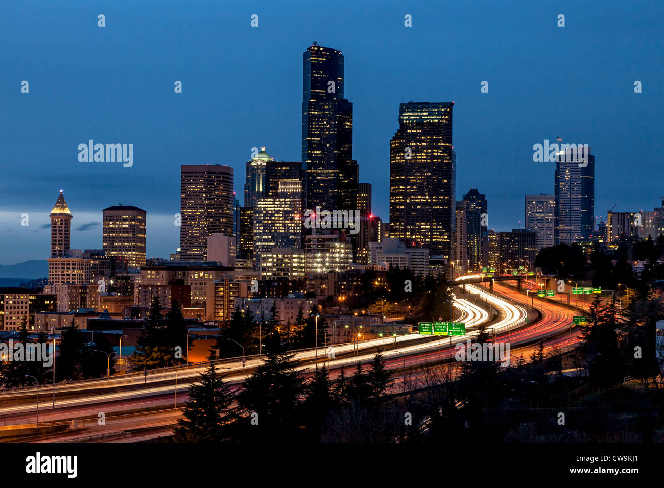Downtown Seattle and Interstate 5 Freeway Stock Photo - Alamy