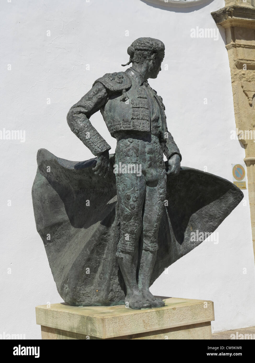 Statue to bullfighter by the bullring in the historical town of Ronda ...