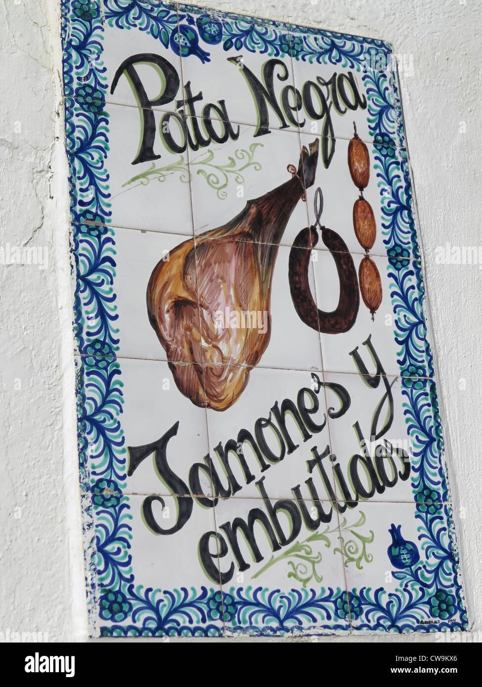 Traditional jamon (ham) trader in Trevelez in the Alpujarras region ...