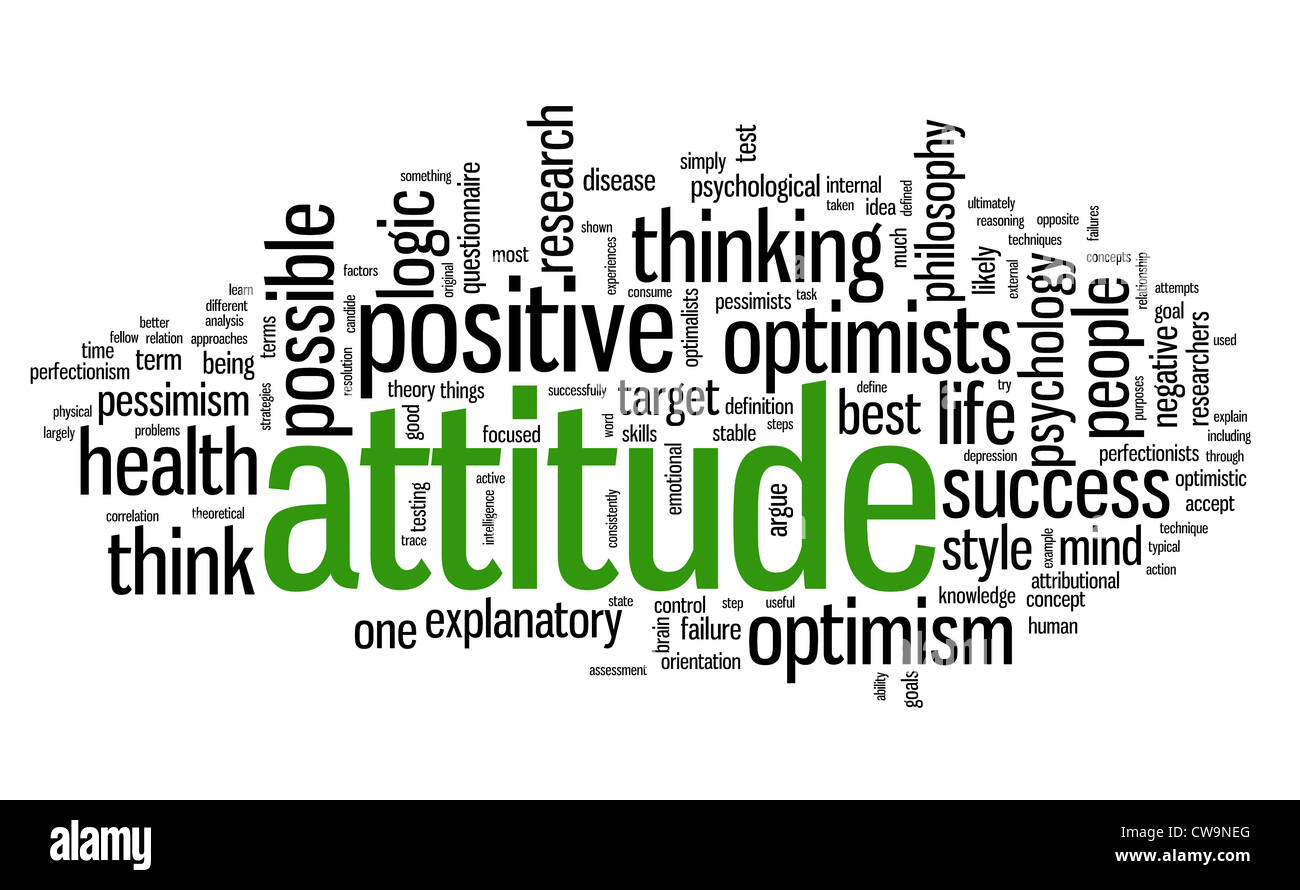 Attitude concept in word tag cloud on white background Stock Photo - Alamy