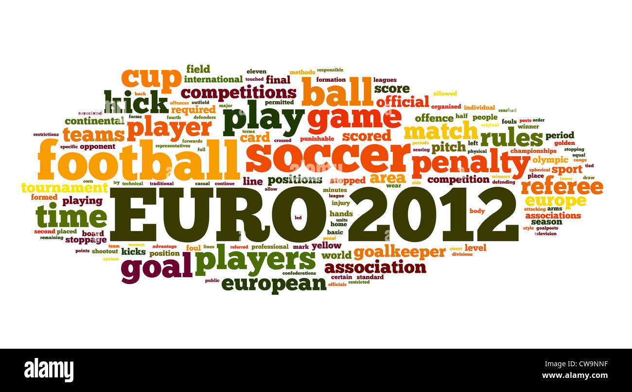 Euro 2012 football concept in word tag cloud on white background Stock ...