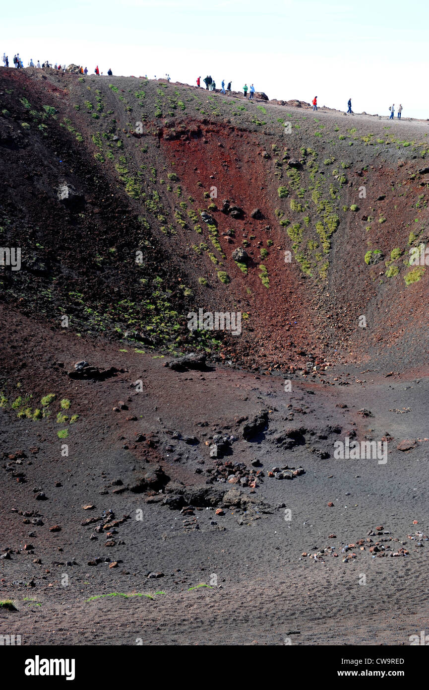 Hikers Visitors Mt. Etna Lava Rock Volcano Taormina Sicily ...
