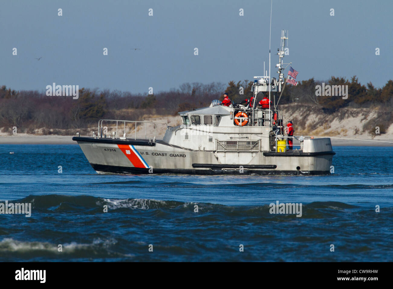 US Coast Guard boat during with crew on board Stock Photo - Alamy