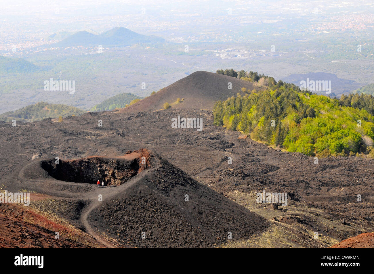 Hikers Visitors Mt. Etna Lava Rock Volcano Taormina Sicily ...