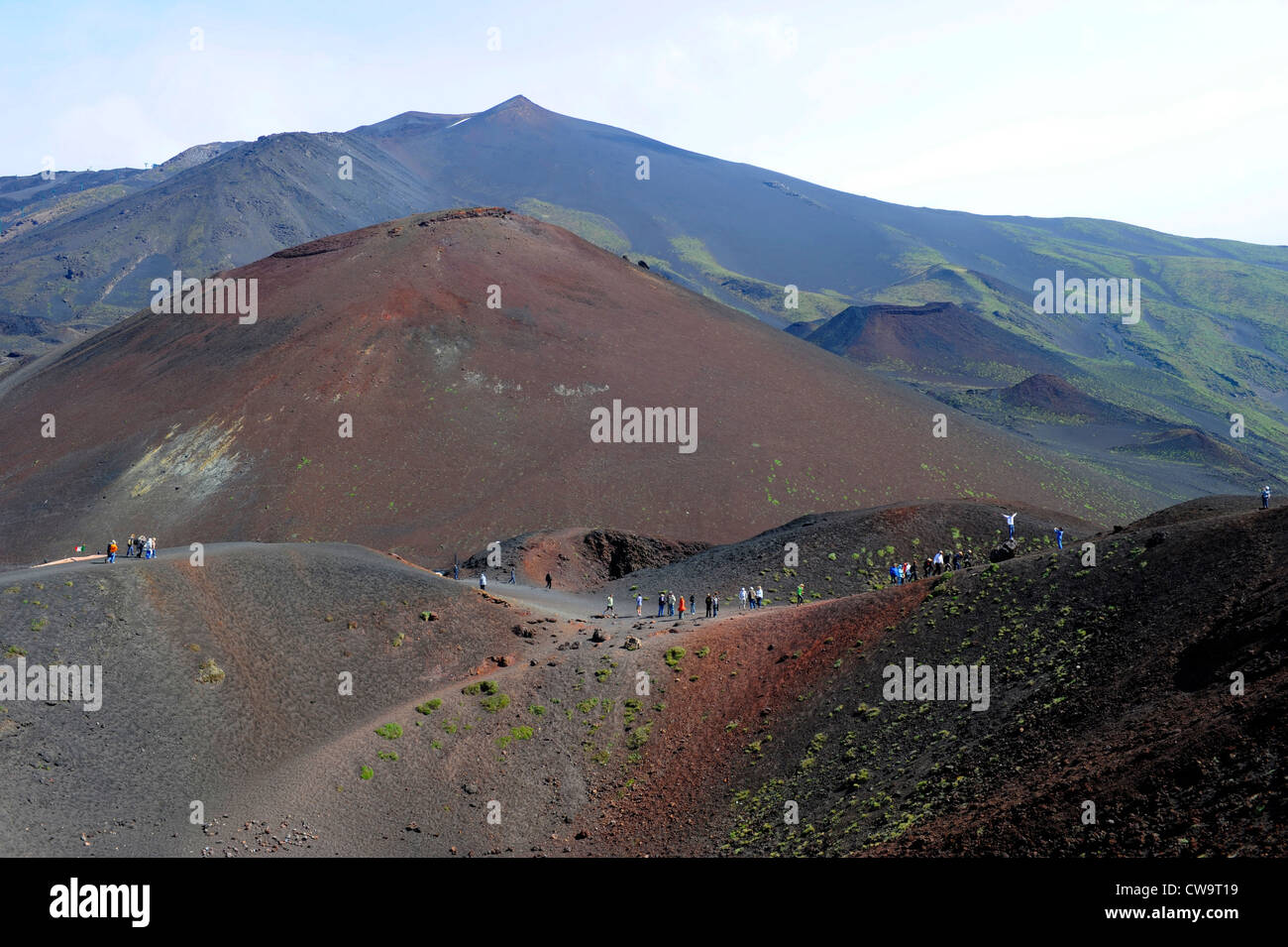 Hikers Visitors Mt. Etna Lava Rock Volcano Taormina Sicily ...